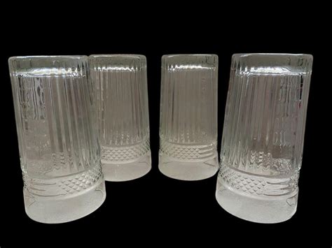 Vintage Libbey Usa Radiant 15 Oz Tumblers Glasses Set Of 4 Signed