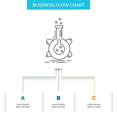 Research Laboratory Flask Tube Development Business Flow Chart Design With 3 Steps Line