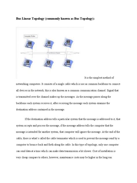 bus linear topology commonly known as bus topology it is the simplest method of pdf
