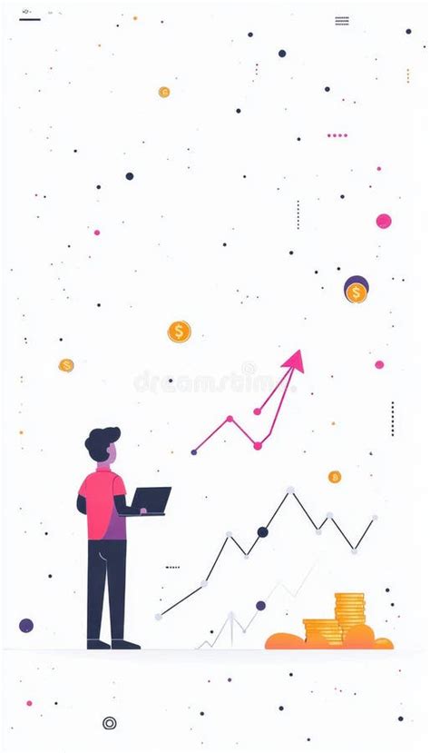 Businessman Analyzing Data With Laptop On Bar Chart Illustration Stock Illustration