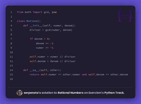 Serpenstas Solution For Rational Numbers In Python On Exercism