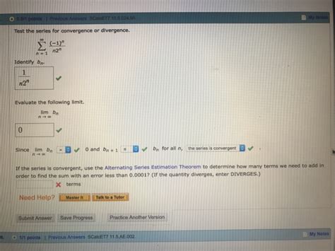 solved test the series for convergence or divergence
