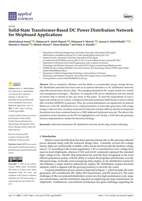 Pdf Solid State Transformer Based Dc Power Distribution Network For