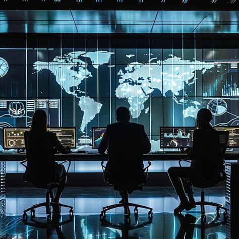 Hightech Conference Room With Investigation Team Analyzing Data Premium Ai Generated Image