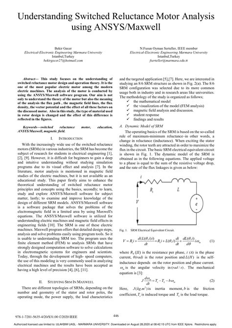 Pdf Understanding Switched Reluctance Motor Analysis Using Ansys Maxwell