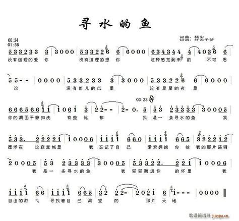 寻水的鱼 许飞 歌谱简谱网