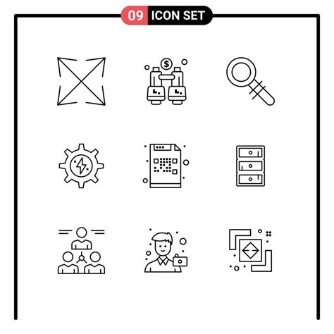 Set Of 9 Modern Ui Icons Symbols Signs For File Crypto Look Code Solar