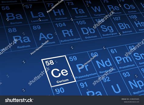 Cerium On Periodic Table Lanthanide Series Stock Vector Royalty Free