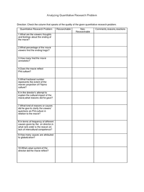 Analyzing Quantitative Research Problem Pdf