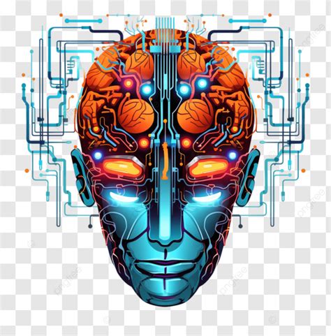 Cybernetic Brain With Digital Circuits Ai Brain Circuit Design Digital Neural Network Png