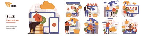 Saas Concept Isolated Person Situations Collection Of Scenes With People Users Use Software As