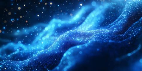 Abstract Blue Digital Landscape Sparkling Particle Wave Stock Illustration Illustration Of