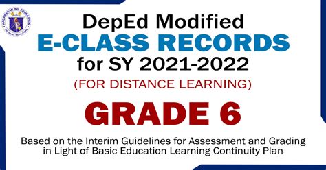 Grade 6 Modified E Class Records Sy 2021 2022 Free Download Depedclick
