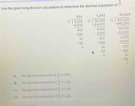 Solved Use The Given Long Division Calculations To Determine The