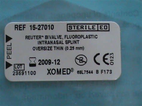Medtronic Xomed Reuter Bivalve Fluroplastic Intranasal Splint