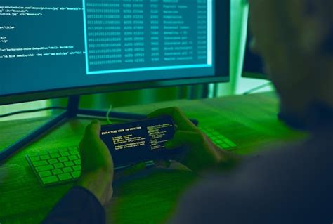 Premium Photo Computer Hacker Coding And A Man With Phone For