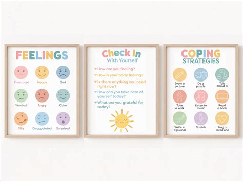 Coping Skills Poster Feelings Chart Set Of 3 Calming Corner Posters Classroom Decor SEL Babe