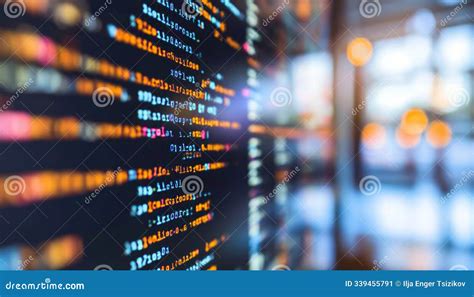 Secure Software Development Code On A Computer Screen With A Blurred Background Effect Stock