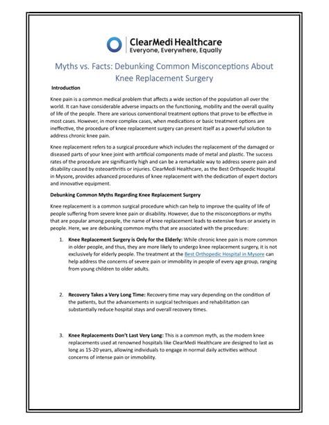 Ppt Myths Vs Facts Debunking Common Misconceptions About Knee