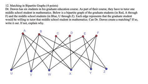 Solved Matching In Bipartite Graphs Points Dr Dawes Chegg Com