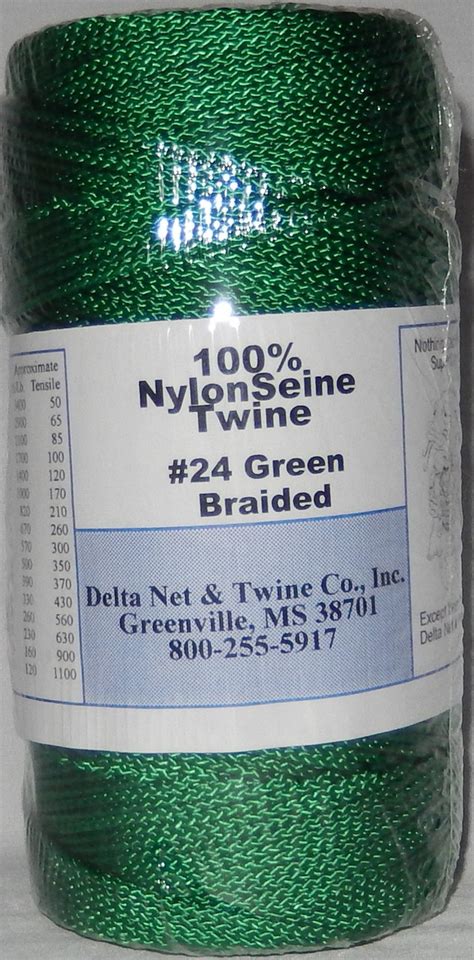 Green Braided Nylon Twine Size 24 Approx 700 Ft Lb 1 Pound Spool Delta Net And Twine
