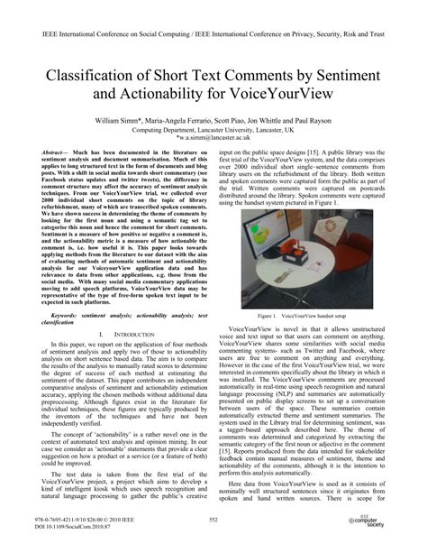 Pdf Classification Of Short Text Comments By Sentiment And