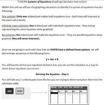 TI Systems Of Equations Graphing Calculator Instructions By Greg Lakey