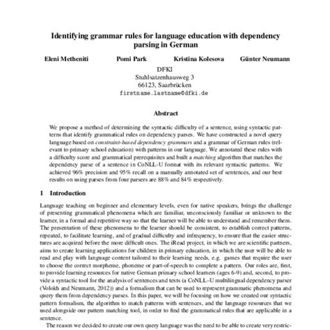 Identifying Grammar Rules For Language Education With Dependency