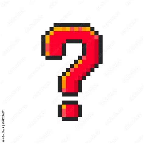 Pixel Question Mark Isolated On White Background Design For Stickers Web Mobile App Vector