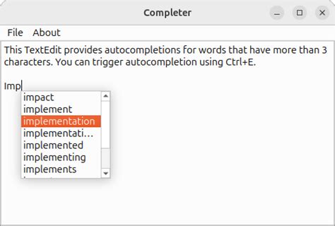 Custom Completer Example Qt Widgets Qt 6 9 0