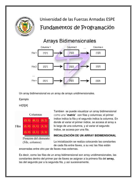 Array Bidimensionales Pdf Estructura De Datos De Matriz Puntero