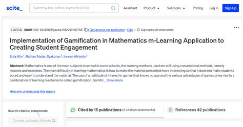 Citation Report Implementation Of Gamification In Mathematics M Learning Application To