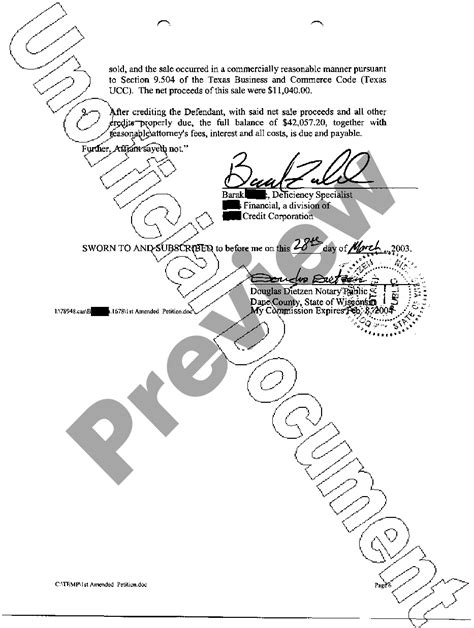 Texas Plaintiffs First Amended Petition Amended Petition Form Texas
