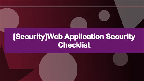 Security Web Application Security Checklist Blog