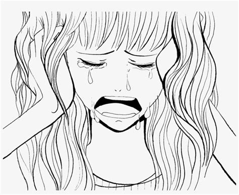 Crying Anime Girl Lineart Crying Anime Girl Lineart