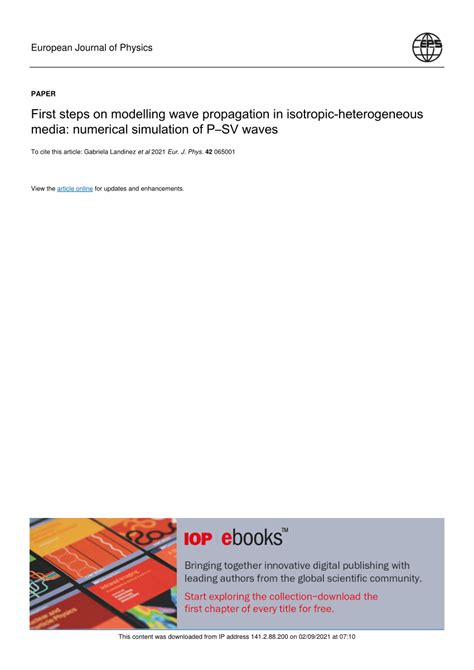 Pdf First Steps On Modelling Wave Propagation In Isotropic Heterogeneous Media Numerical
