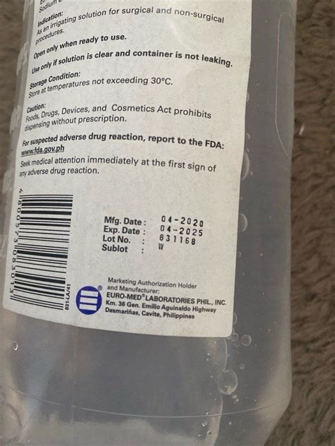 1 Liter Saline Solution Irrigation Solution Health And Nutrition