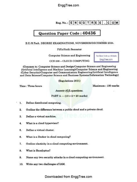 Ccs335 Cloud Computing Nov Dec 2024 Question Paper Download Pdf