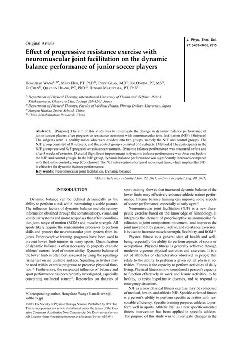 Pdf Effect Of Progressive Resistance Exercise With Neuromuscular Joint Facilitation On The