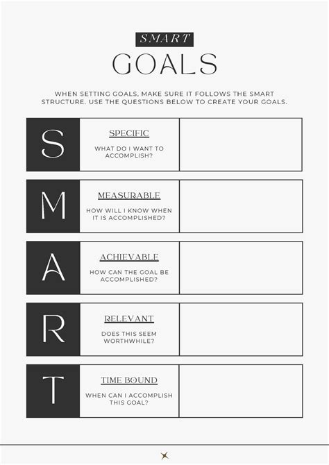 Black And White Smart Goals Template Minimalistic Professional Career