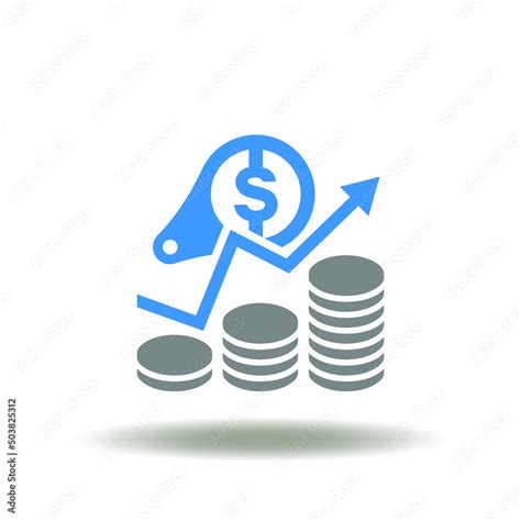 Vector Illustration Of Coins Pile Growth Chart And Magnifier With Dollar Icon Of Ebitda Symbol