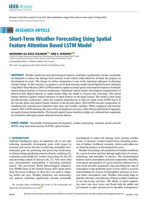 Short Term Weather Forecasting Using Spatial Feature Attention Based Lstm Model Pdf