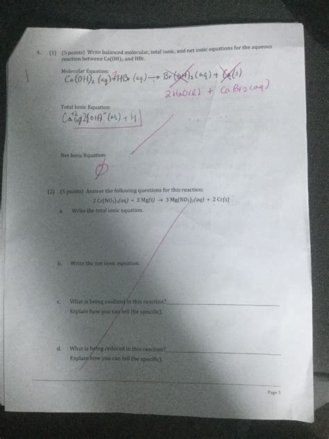 Solved Points Write Balanced Molecular Total Ionic Chegg