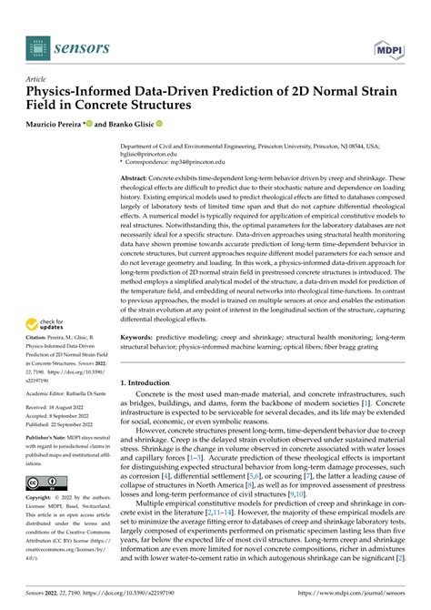 Pdf Physics Informed Data Driven Prediction Of 2d Normal Strain Field In Concrete Structures