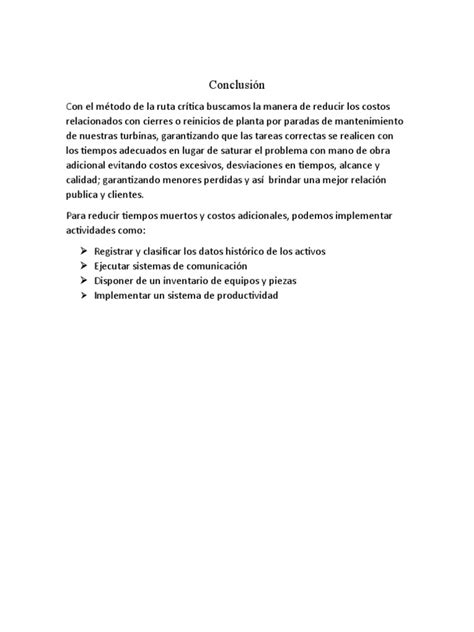 Conclusión Diagrama Cpm Pdf Tecnología