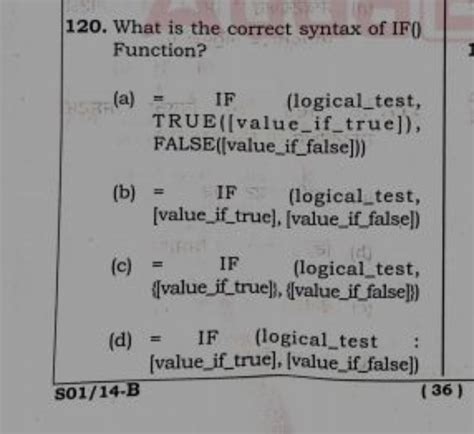 What Is The Correct Syntax Of If Function A If Logical Test Tru