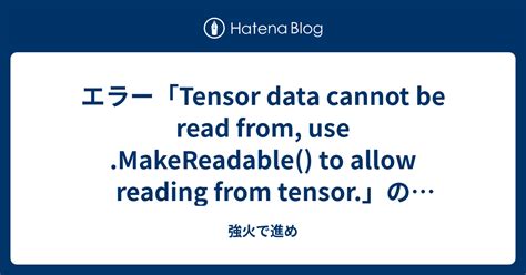 エラー「tensor Data Cannot Be Read From Use Makereadable To Allow