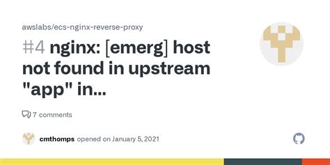 Nginx Emerg Host Not Found In Upstream App In Etc Nginx Nginx Conf Issue Awslabs