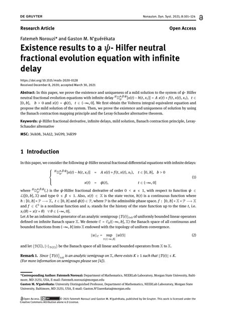 Pdf Existence Results To A ψ Hilfer Neutral Fractional Evolution