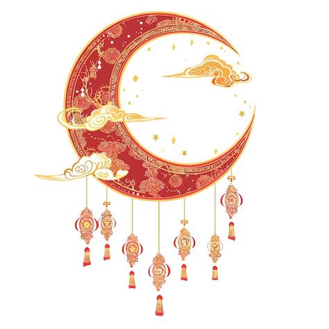 Design Oriental Da Lua Vetor Premium